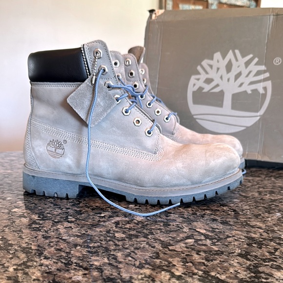 Timberland | Shoes | Timberland Light Gray Mens Leather Boots Euc 5 ...